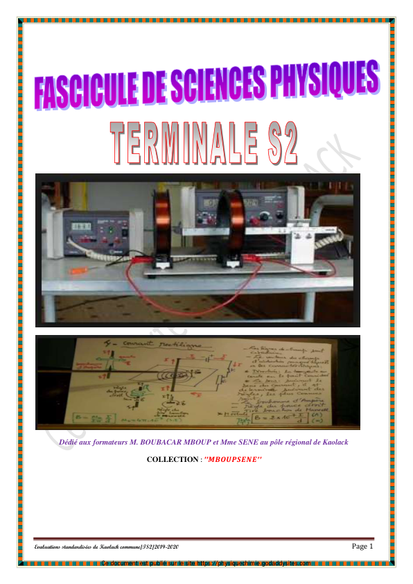 Liste de Fichiers PDF pour la Tle S (TS2) - Monsieur TALL